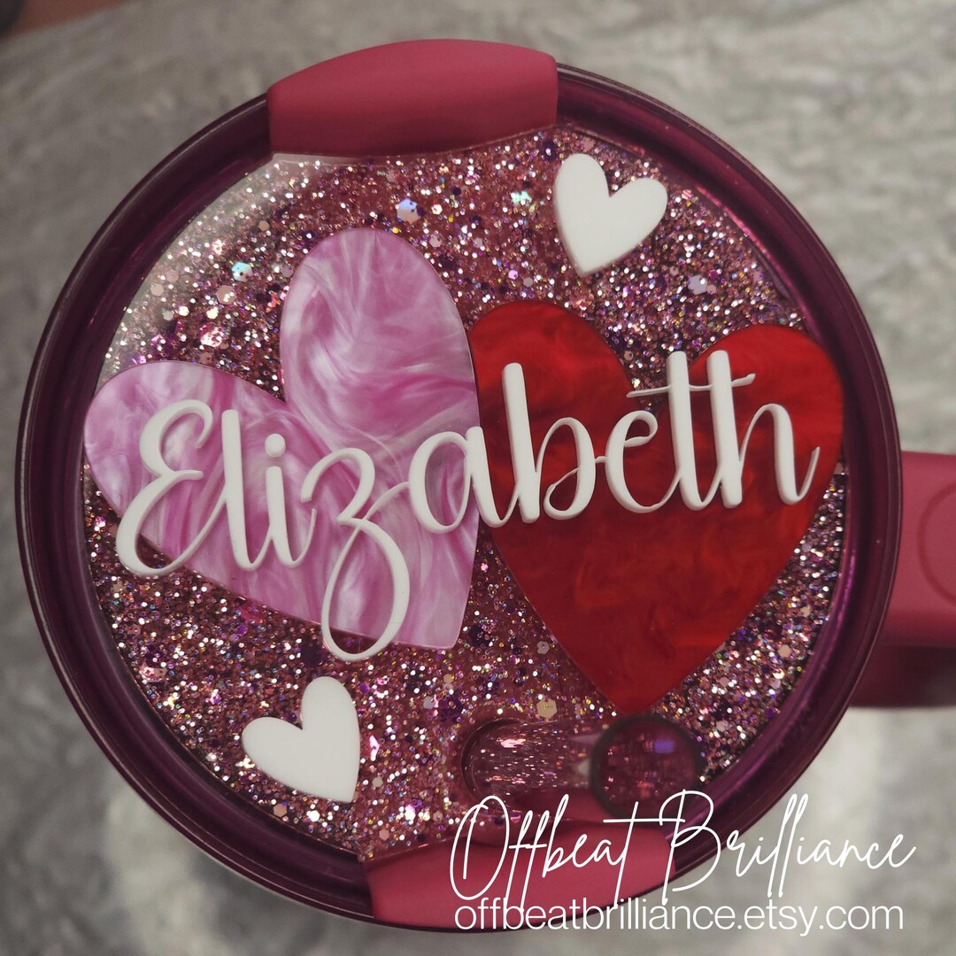 Stanley Name Plate, Tumbler Straw Bow, Red Heart Stanley, Pink Heart ...