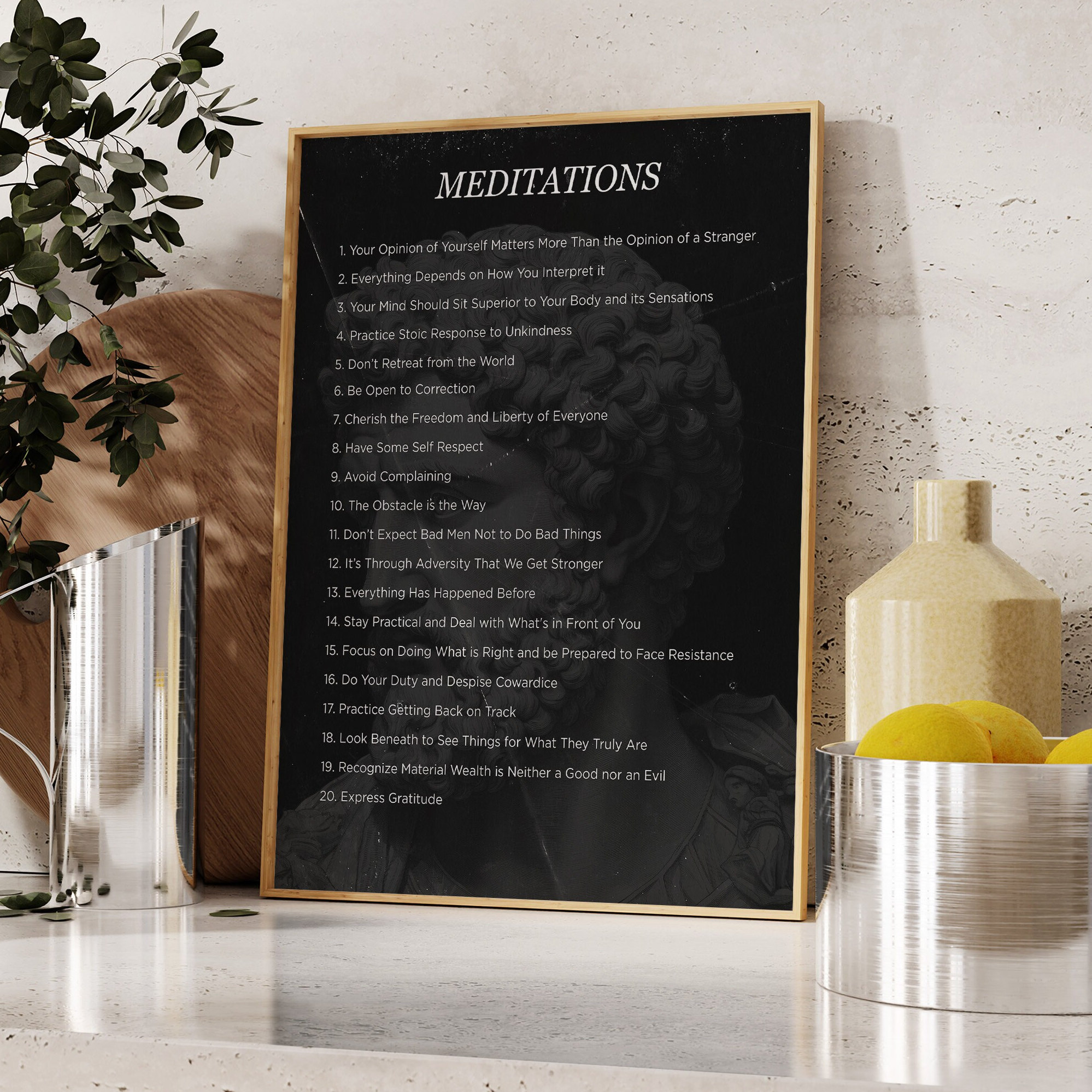 Meditations Marcus Aurelius Poster Stoic Art Philosophy - Etsy
