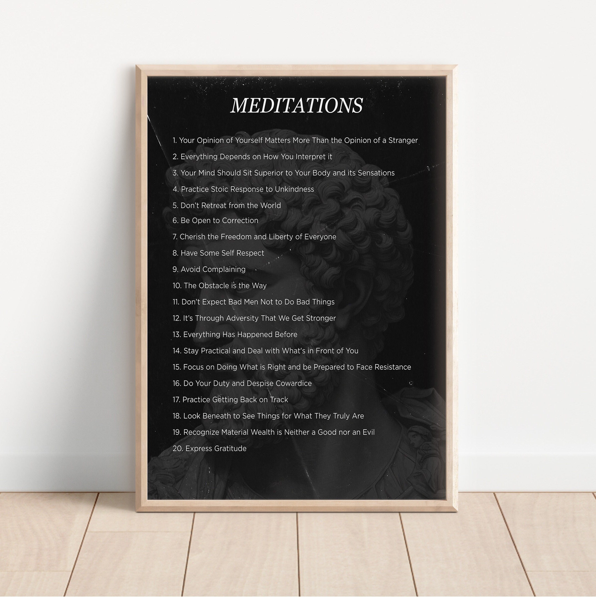 Meditations Marcus Aurelius Poster Stoic Art Philosophy Etsy