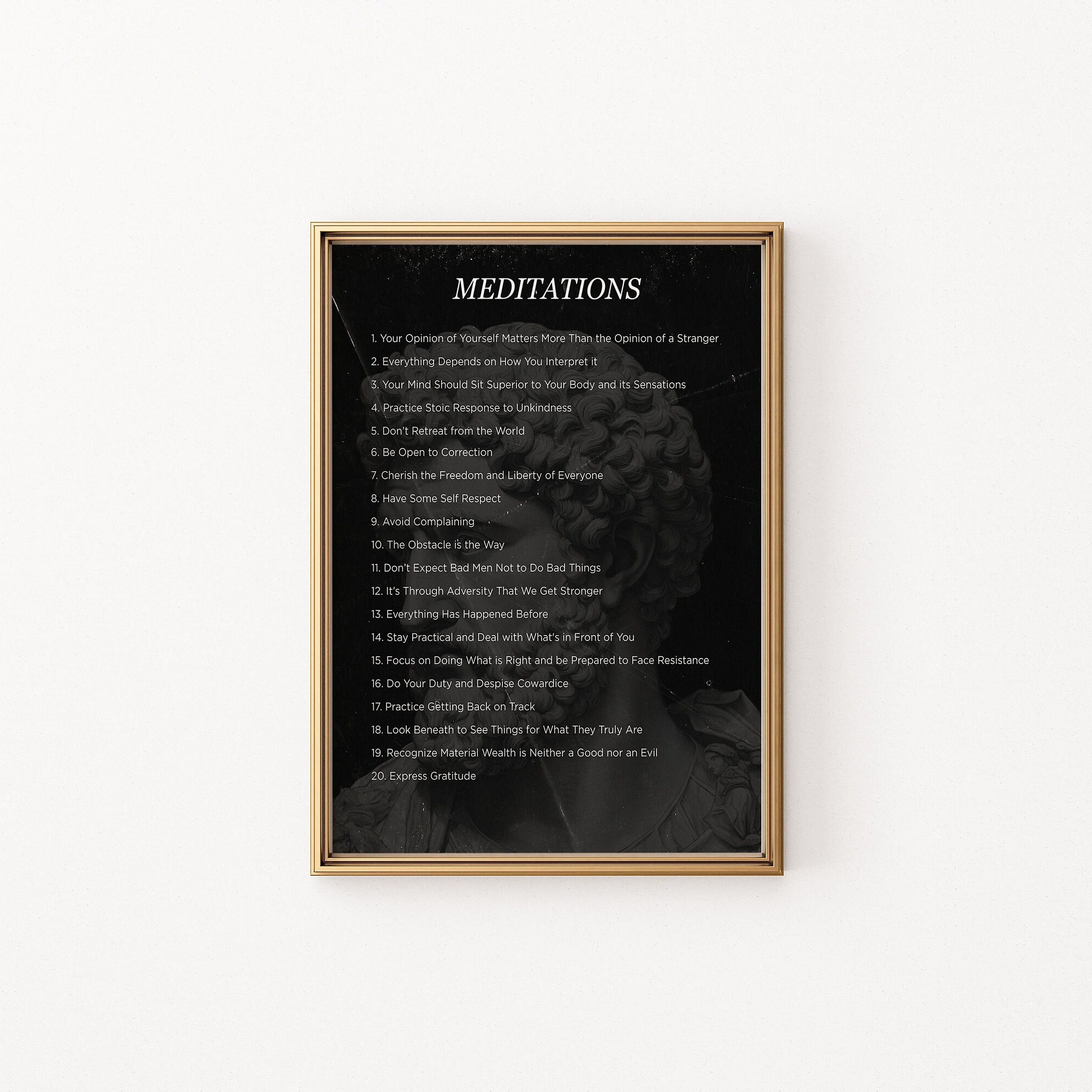 Meditations Marcus Aurelius Poster Stoic Art Philosophy Etsy