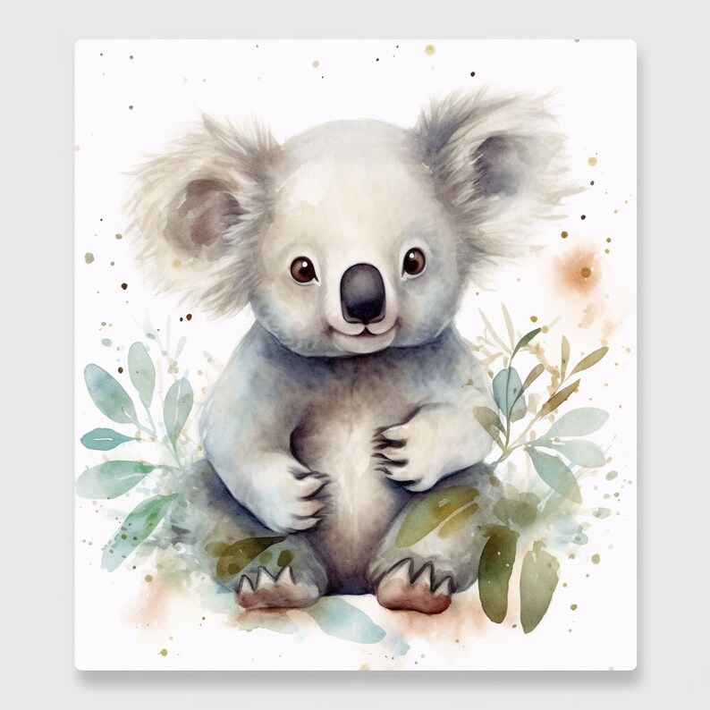 Cute Koalas Watercolour Image Playing in Grass. Cute Eyes - Etsy