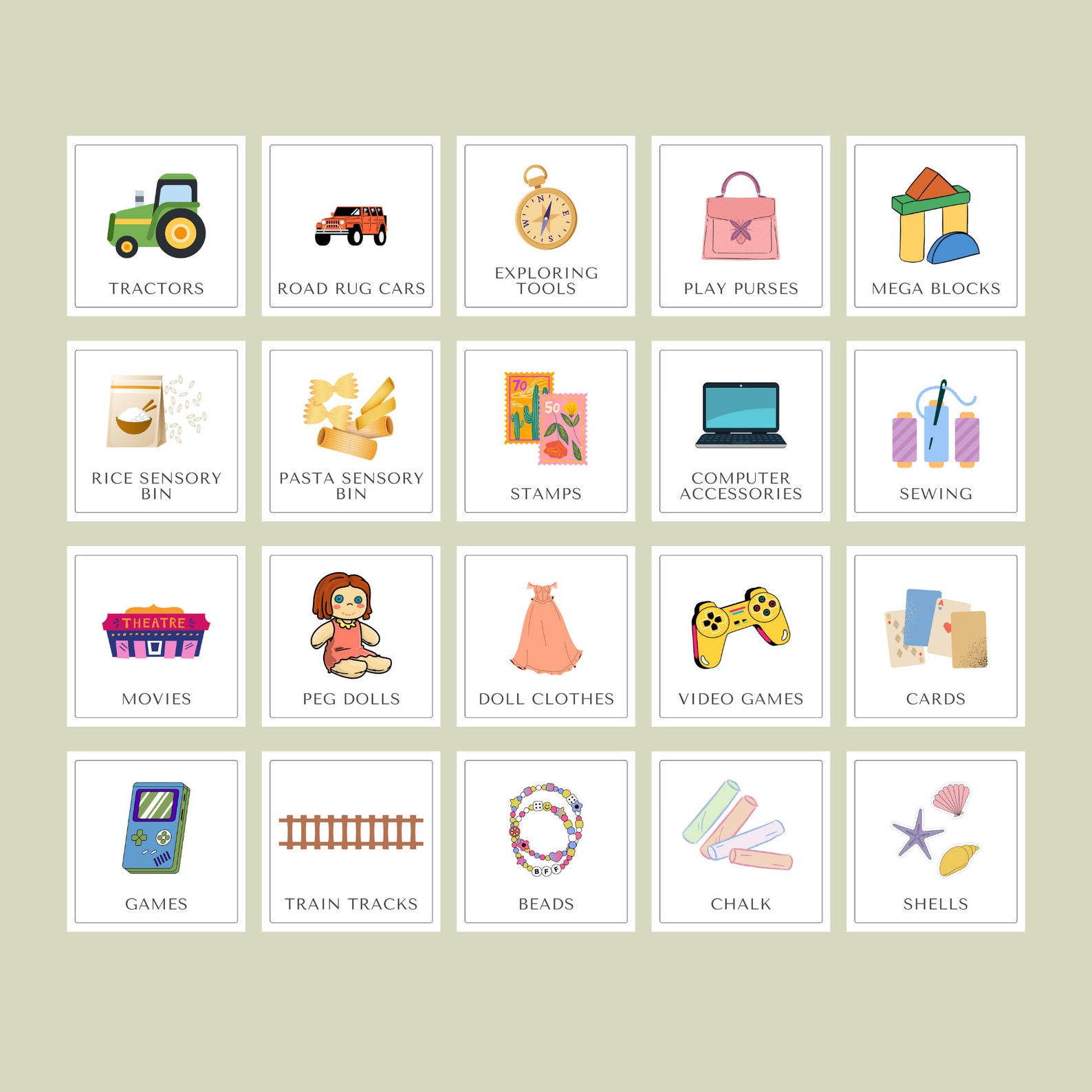 Toy Bin Labels Pictures Editable Toy Organization Playroom Storage ...