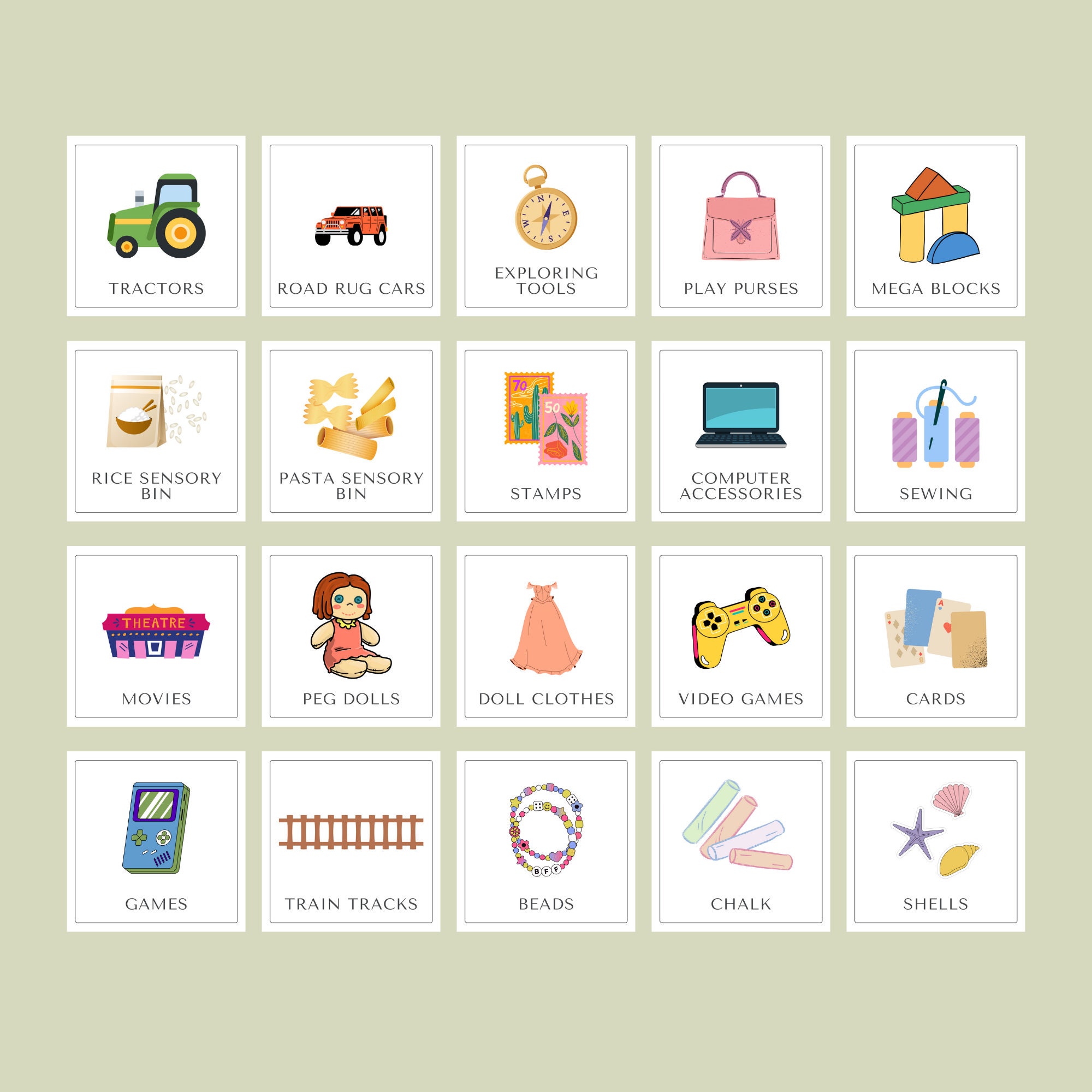 Toy Bin Labels Pictures Editable Toy Organization Playroom Storage ...