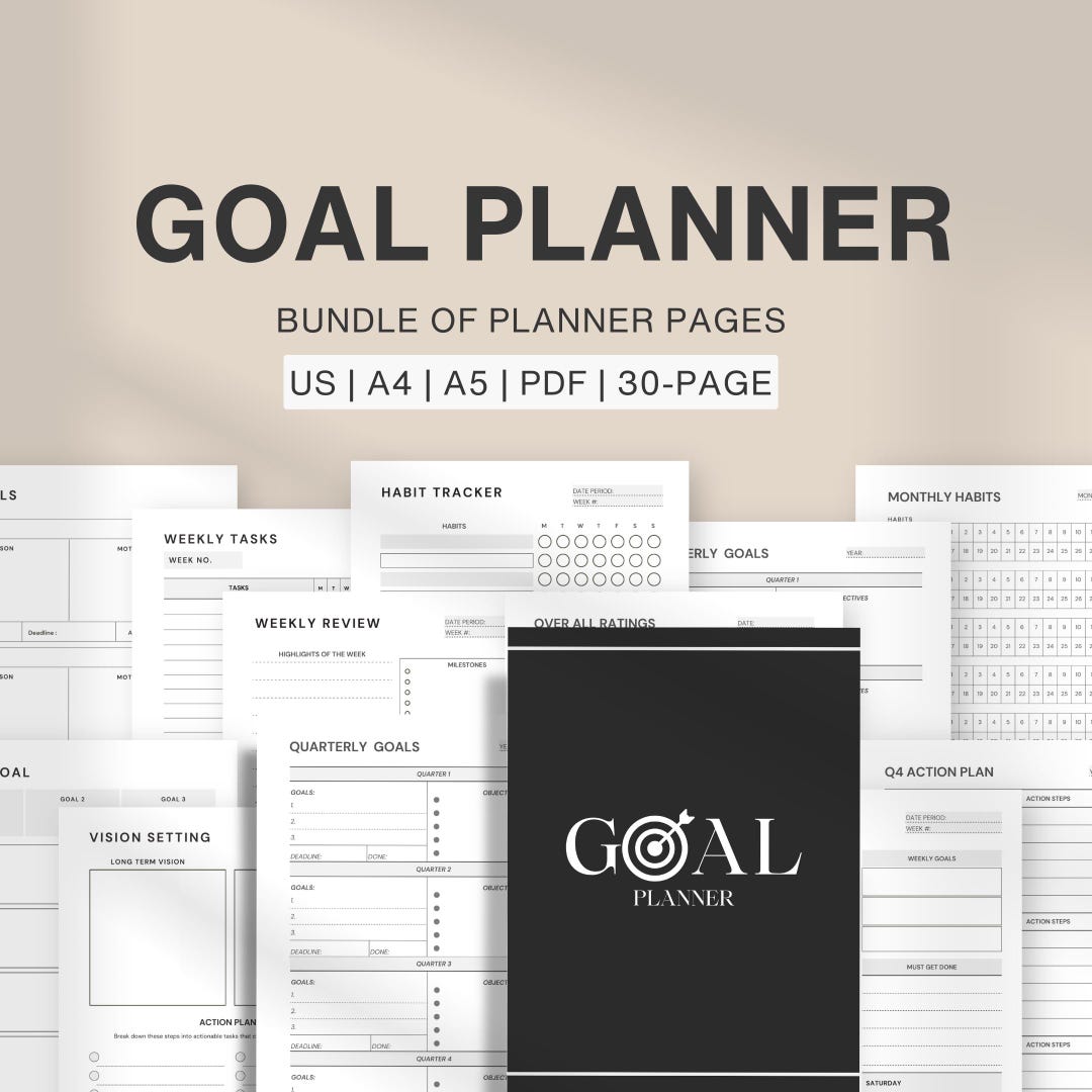 Printable Goal Planner 12 Week Goal Tracker Quarterly Review 90 Day ...