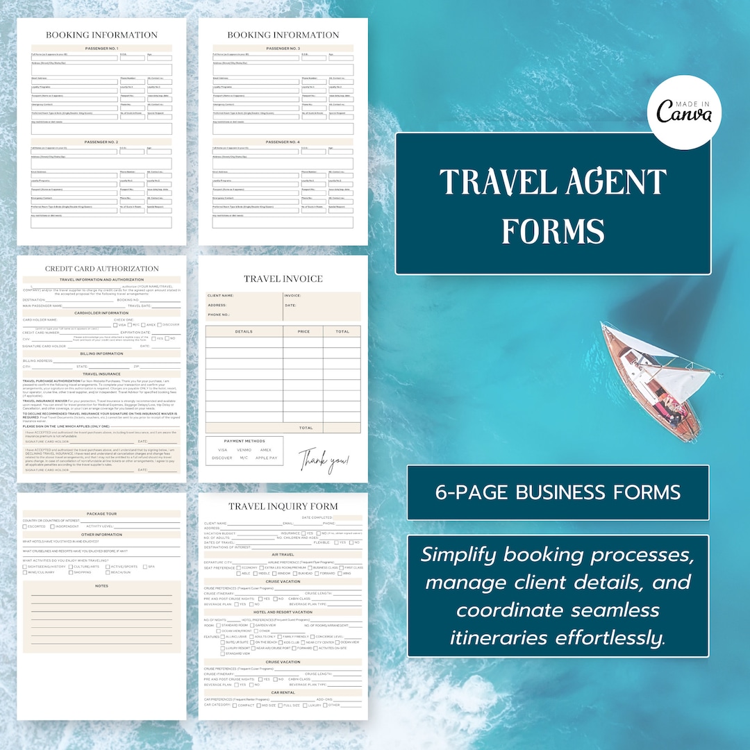 Travel Agent Templates Cruise Travel Agent Forms Canva Template Travel ...