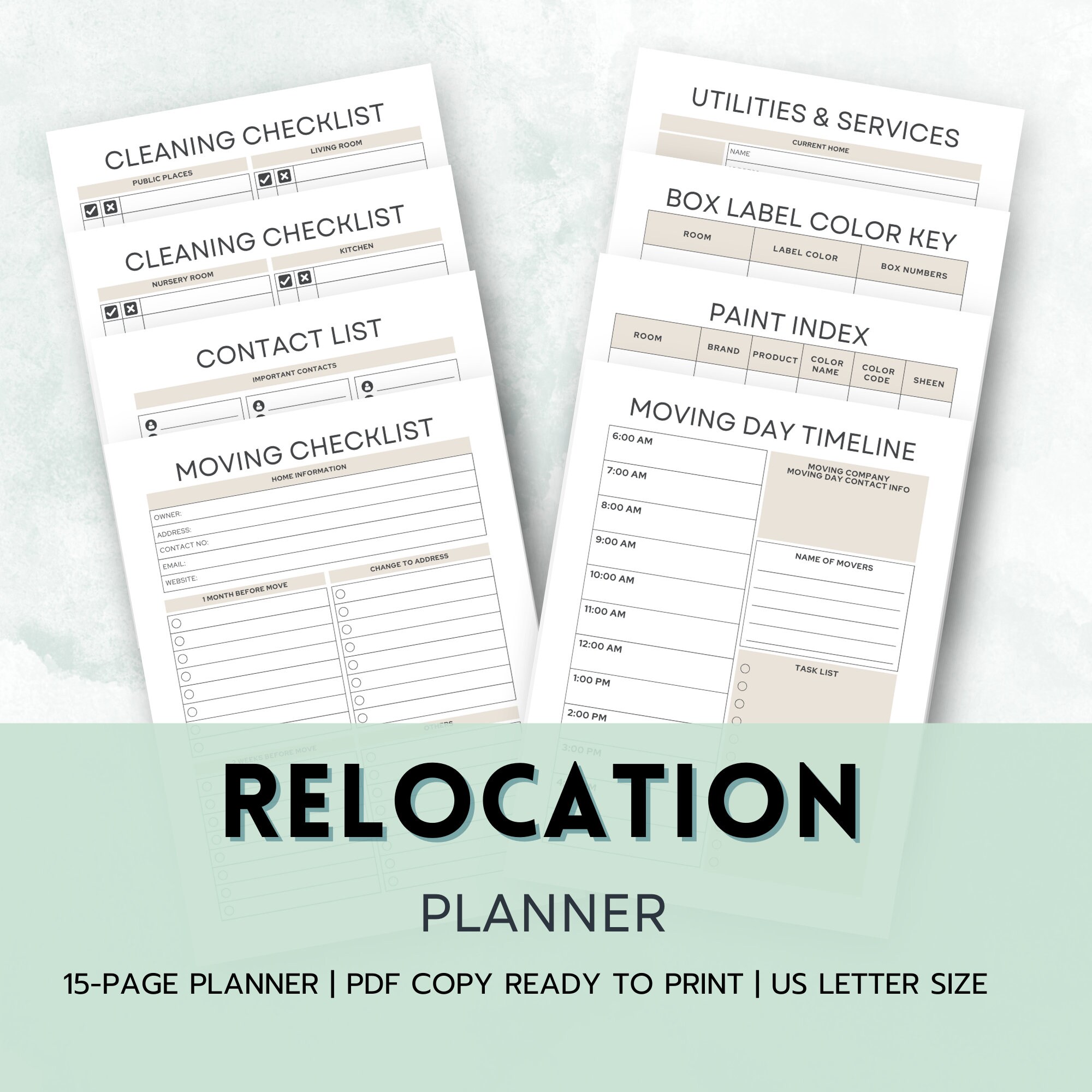 Moving Checklist Planner Printable Relocation Planner Moving - Etsy