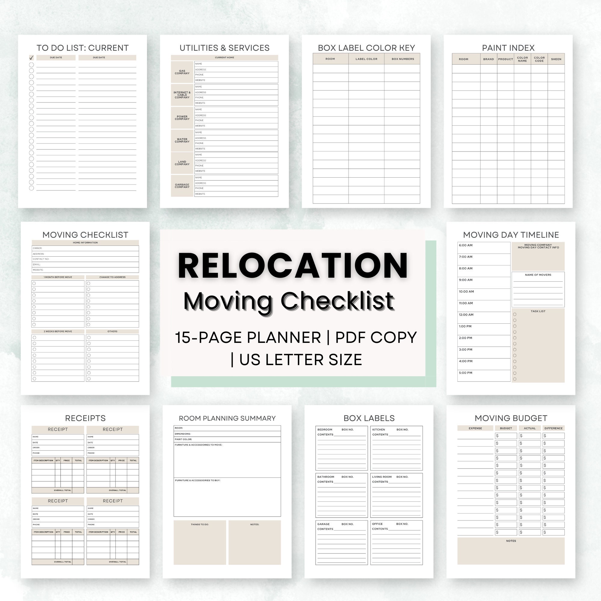 Moving Checklist Printable, Relocation Planner, Moving Apartment ...
