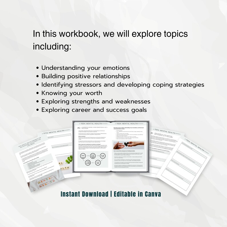 Teen Mental Health Workbook: Self-esteem & Coping Skills (canva ...