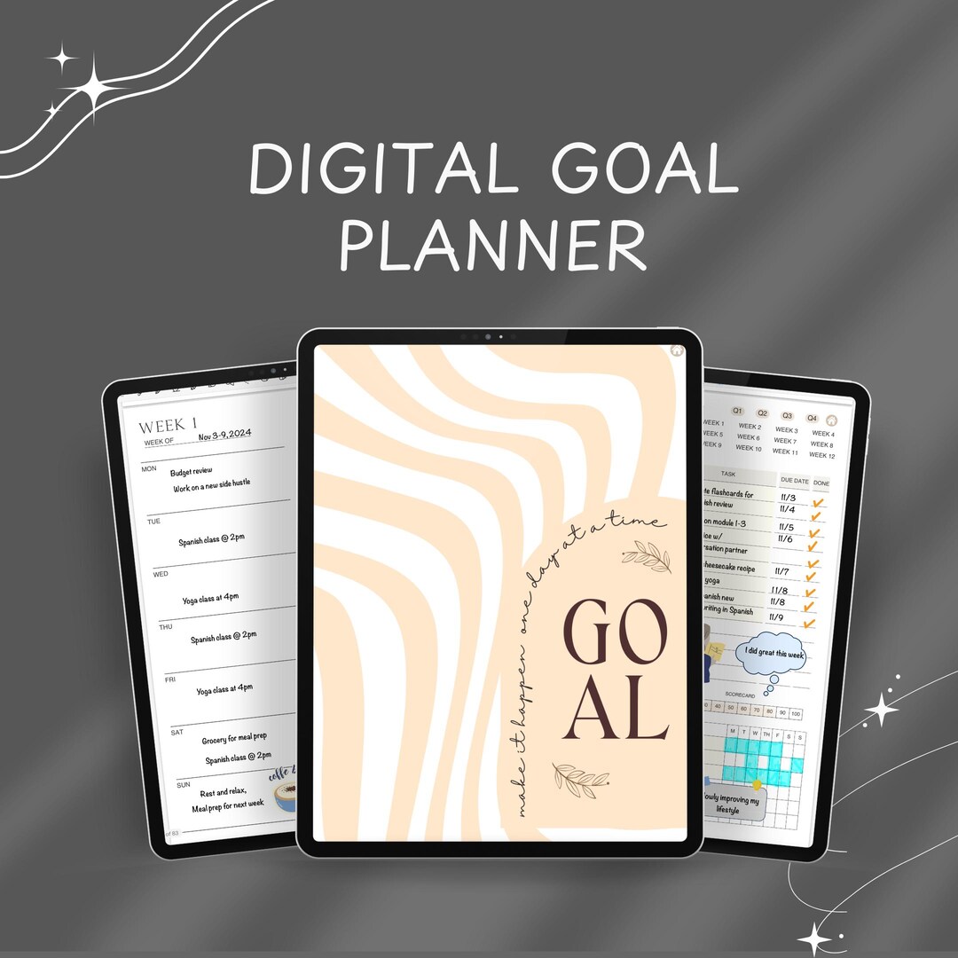 Digital Goal Planner: 12-week Template, Quarterly Tracker (PDF) - Etsy UK