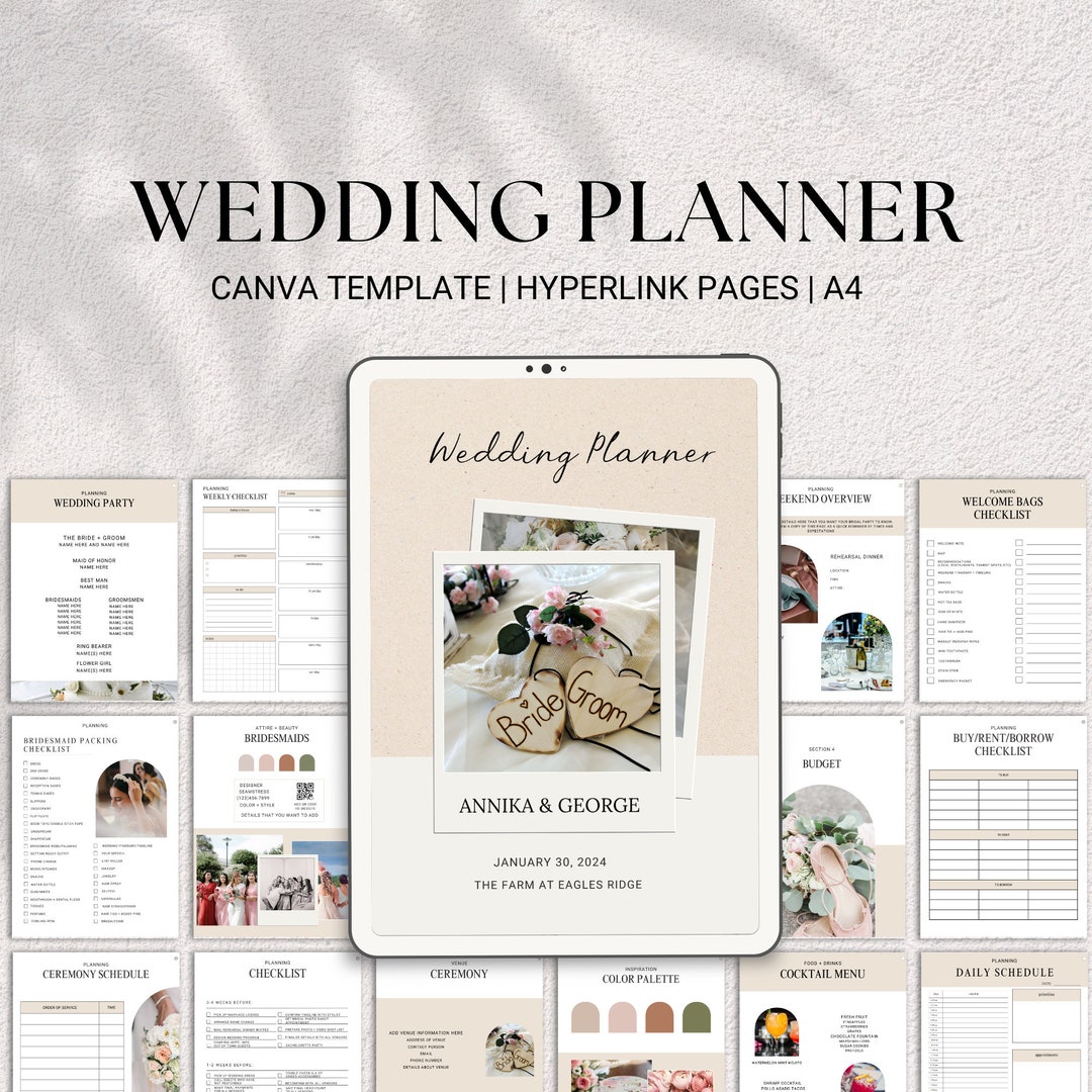 Wedding Digital Planner Editable Wedding Template Canva Wedding ...