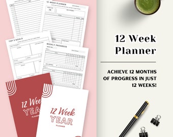 12 Week Year Planner Printable 90 Day Goal Planner 12-week Template ...