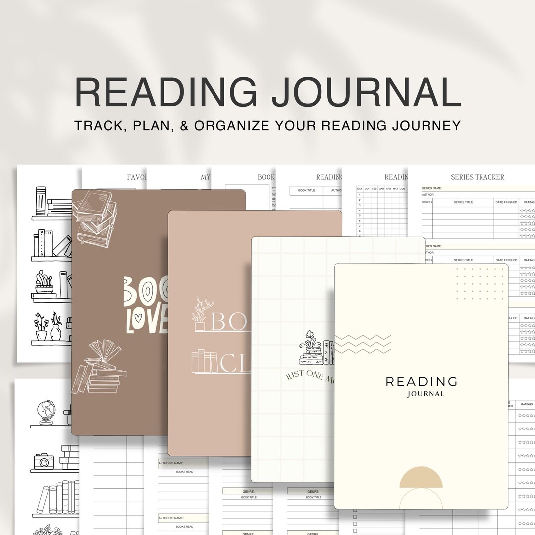 Reading Journal Printable Book Tracker Journal, Reading Log Bookshelf ...