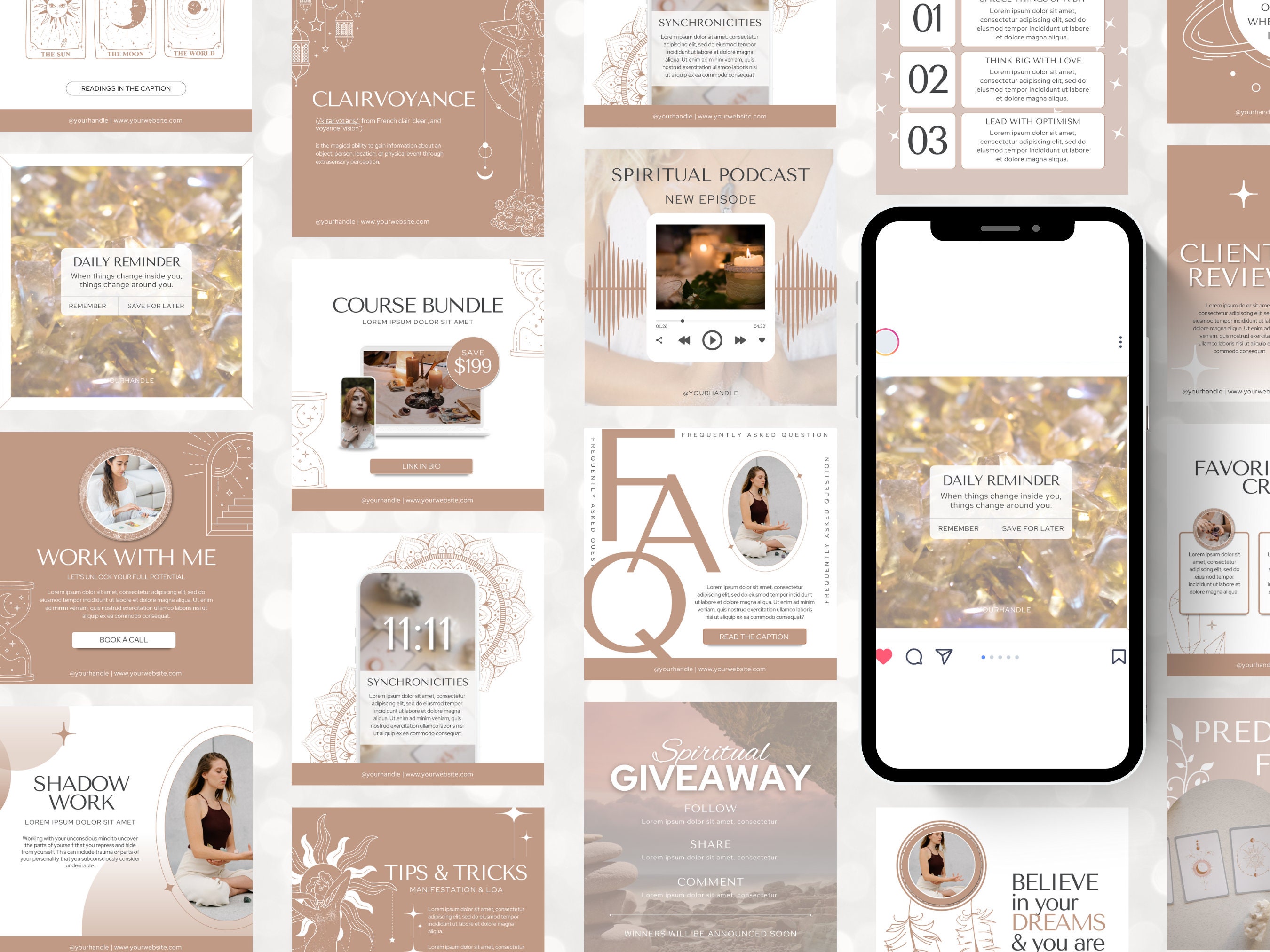 50 Spiritual Instagram Post Templates: Healing, Astrology (canva ...
