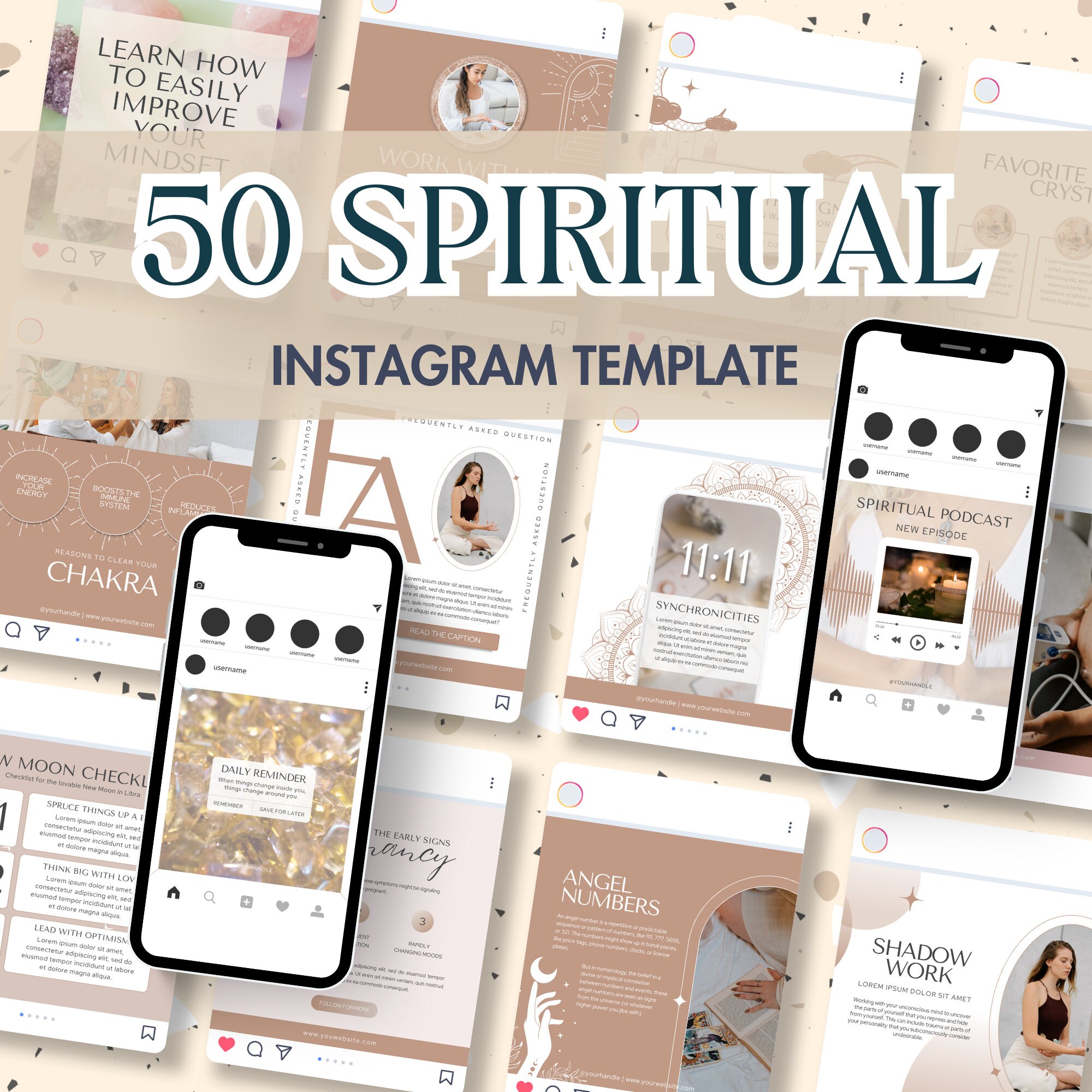 50 Spiritual Instagram Post Templates: Wellness & Astrology (canva) - Etsy