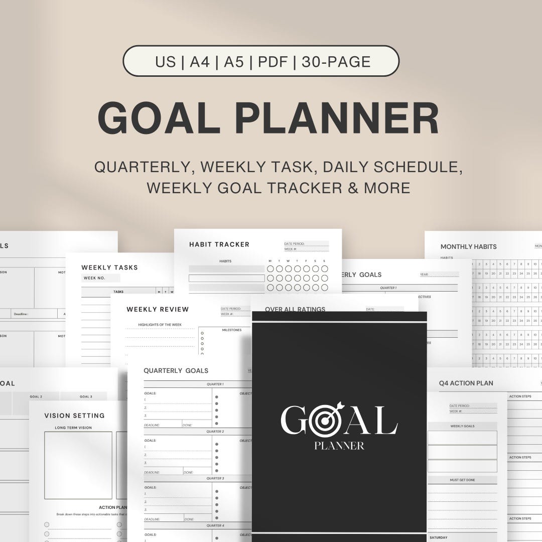 Printable Goal Planner 12 Week Goal Tracker 90 Day Goal Planner 12 Week ...