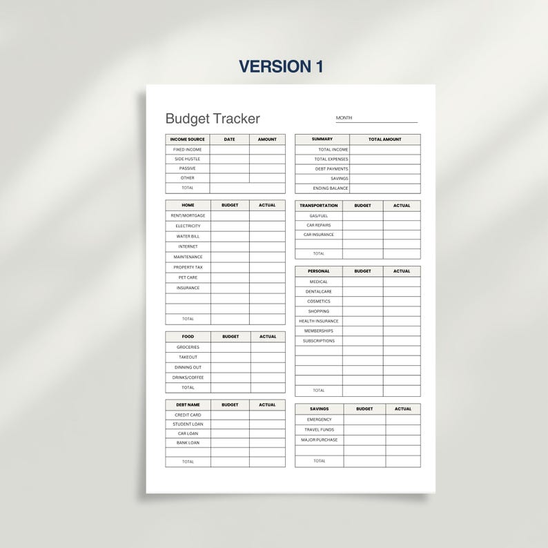 Printable Monthly Budget Planner: Simple Finance Tracker (PDF Download ...