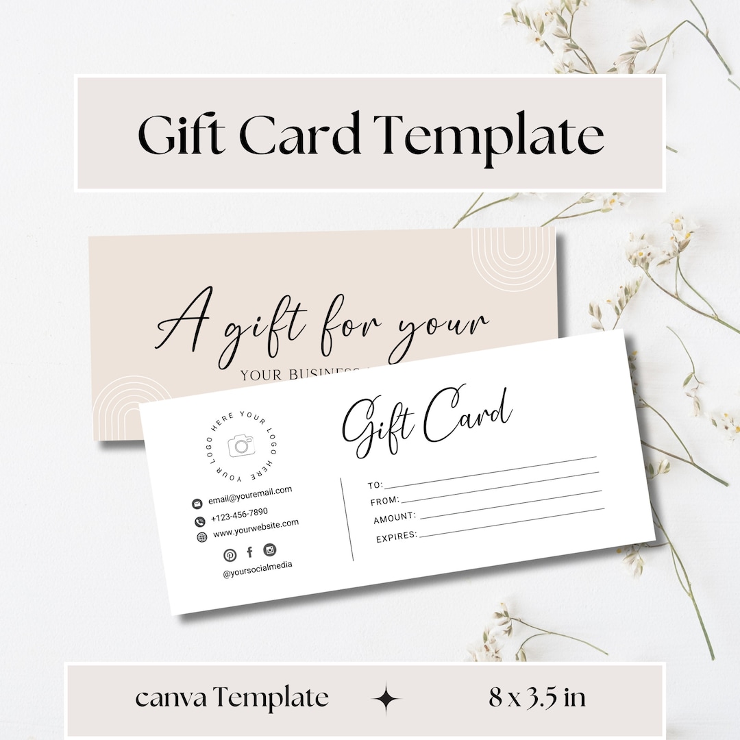 Gift Certificate Canva Editable Gift Card Template for Small Business ...