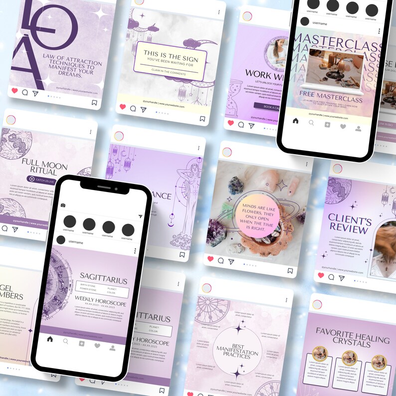 Spiritual Instagram Post Templates: Healing Energy, Astrology (canva ...