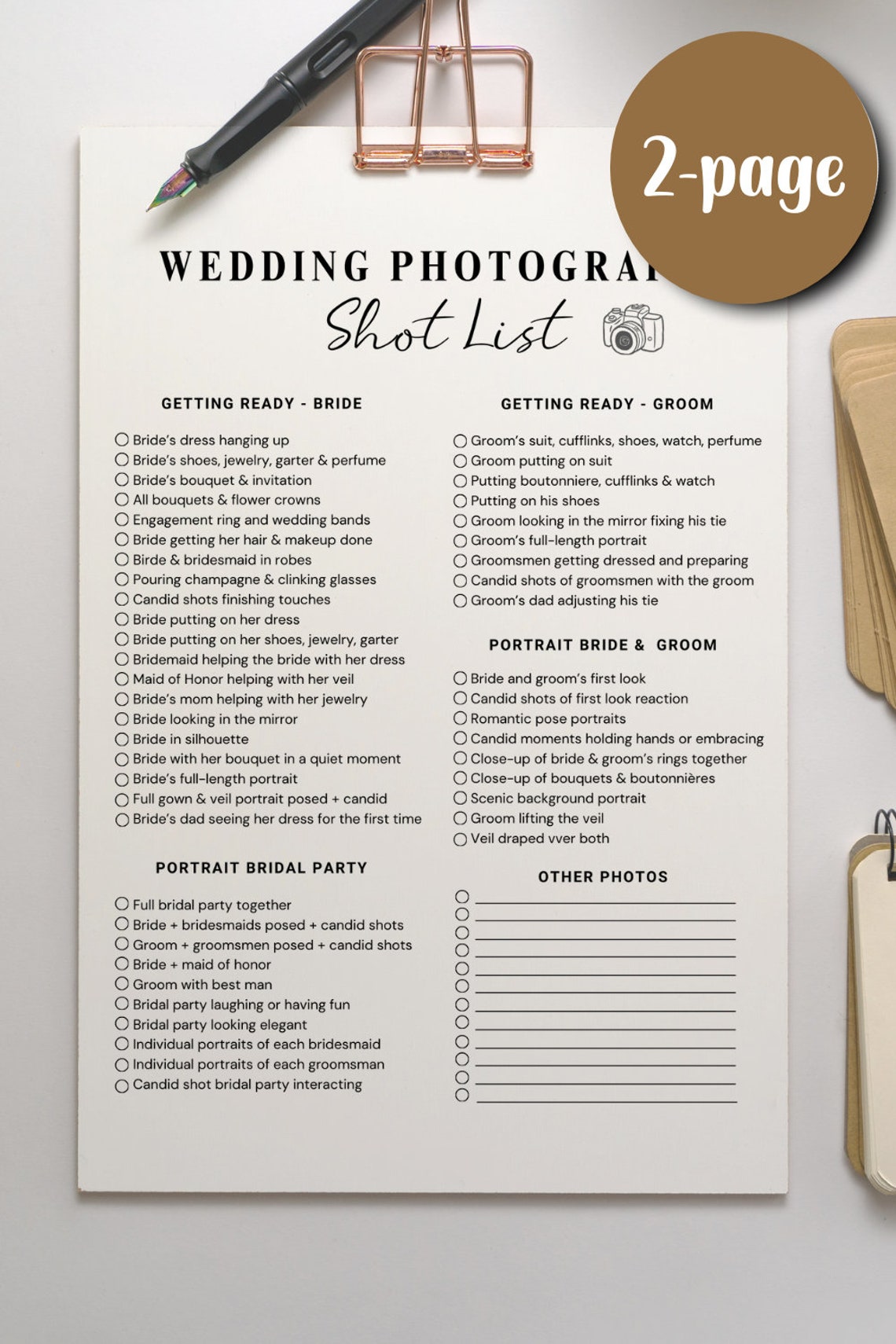 Wedding Photo Checklist, Photographer Shot List Wedding Photography ...