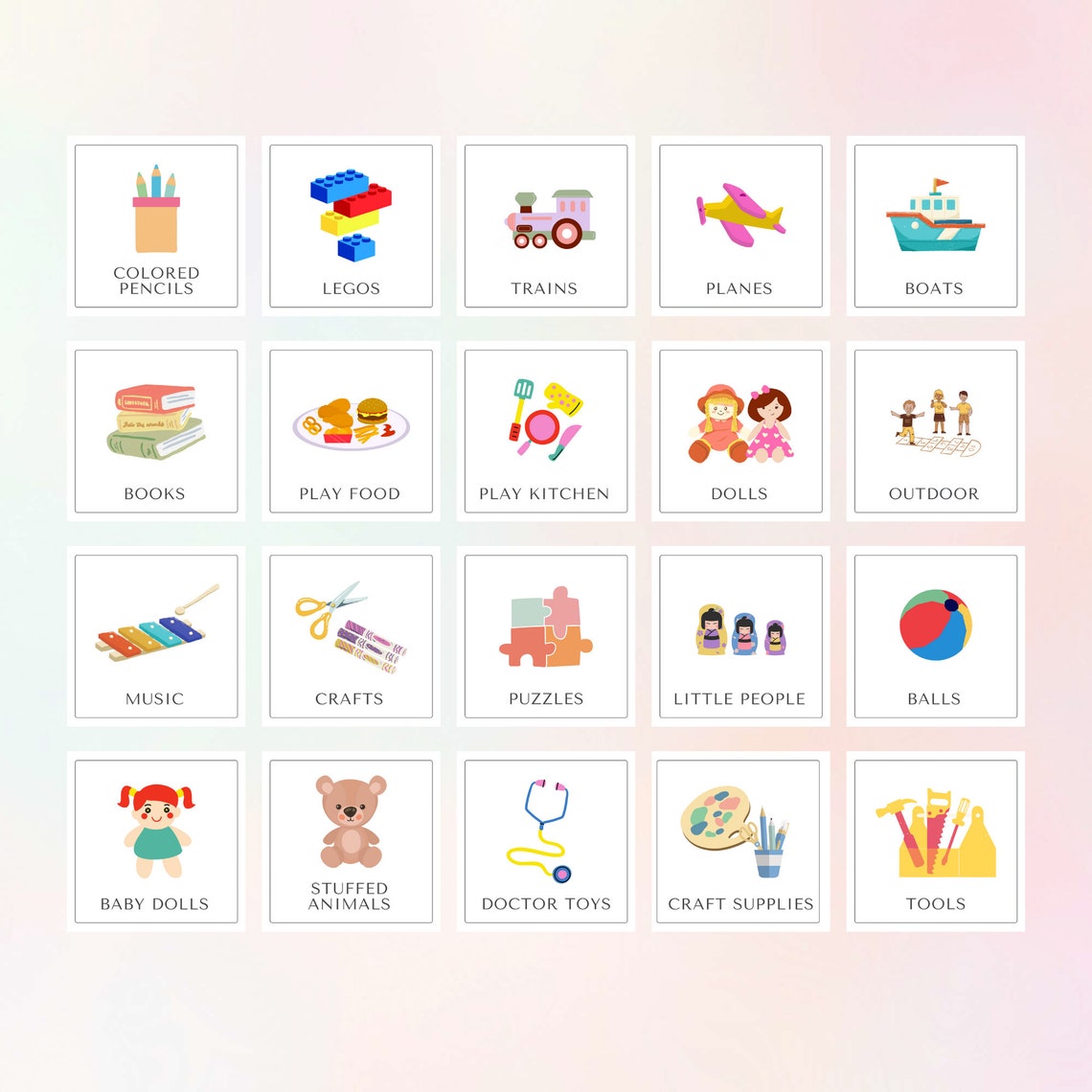 Toy Bin Label, Storage Bin Label, Visual Pictures, Preschool Playroom ...