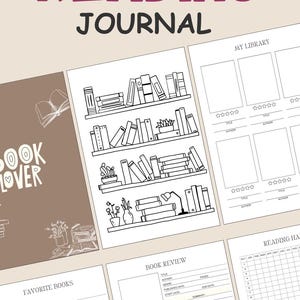 Reading Journal Printable Book Tracker Journal, Reading Log Bookshelf ...