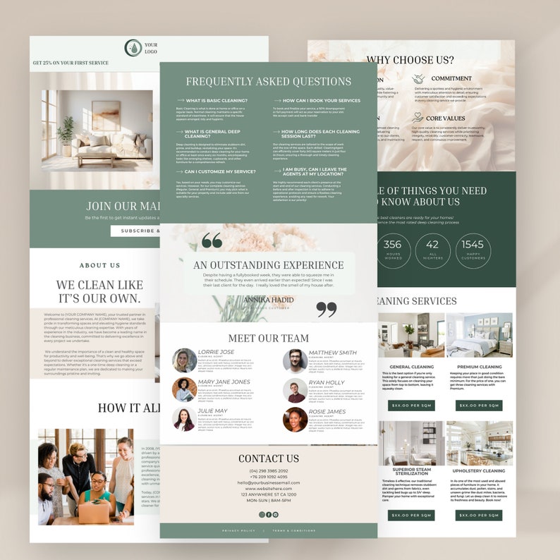 Cleaning Service Website Template Commercial Cleaning Business Editable ...