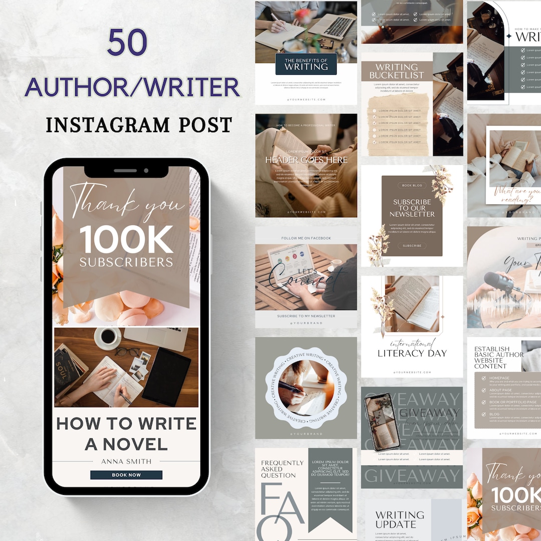 Author Instagram Template: Book Marketing Canva Posts (50) - Etsy