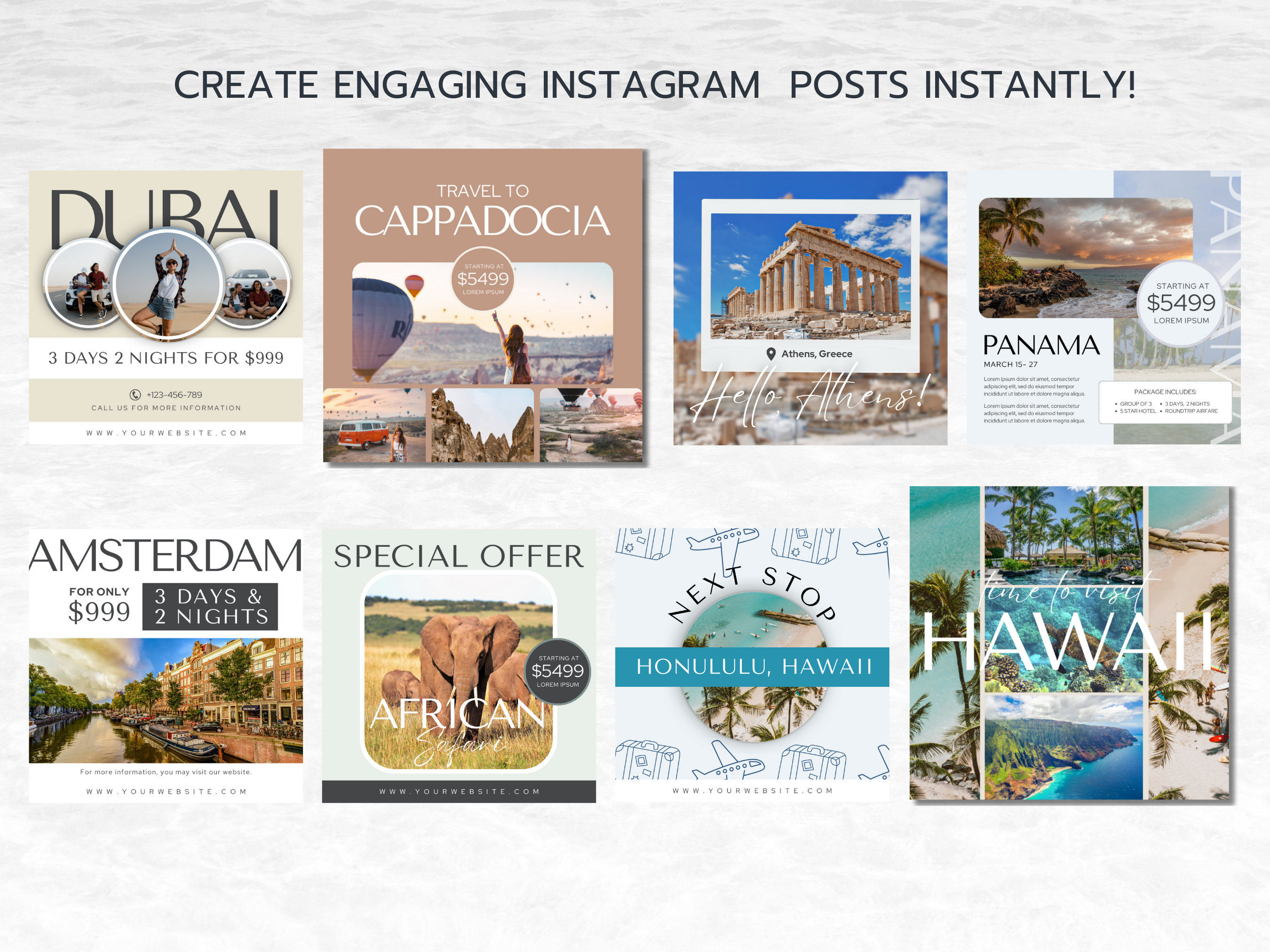 Travel Agent Instagram Post Template, 50 Travel Agency IG Post, Travel ...