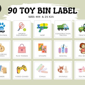 Toy Bin Labels Pictures Editable Toy Organization Playroom Storage ...