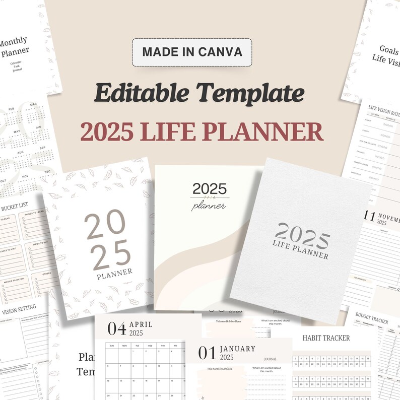 2025 Planner Printable Life Planner Organization Editable 2025 Daily ...