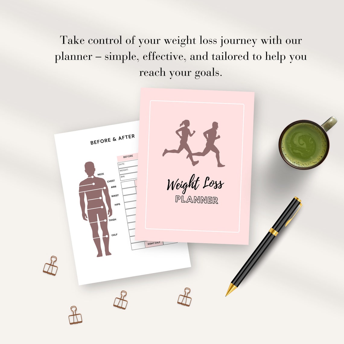 Weight Loss Planner Printable Fitness Workout Planner Body Measurement ...