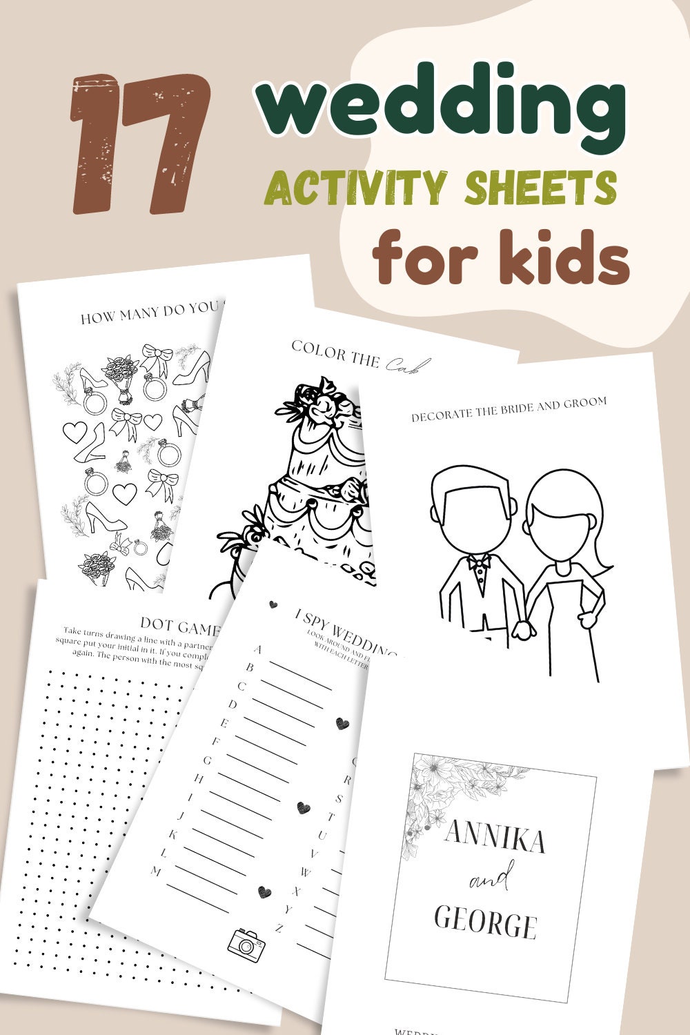 Kids Wedding Activity Book for Children Wedding Coloring Page Preschool ...