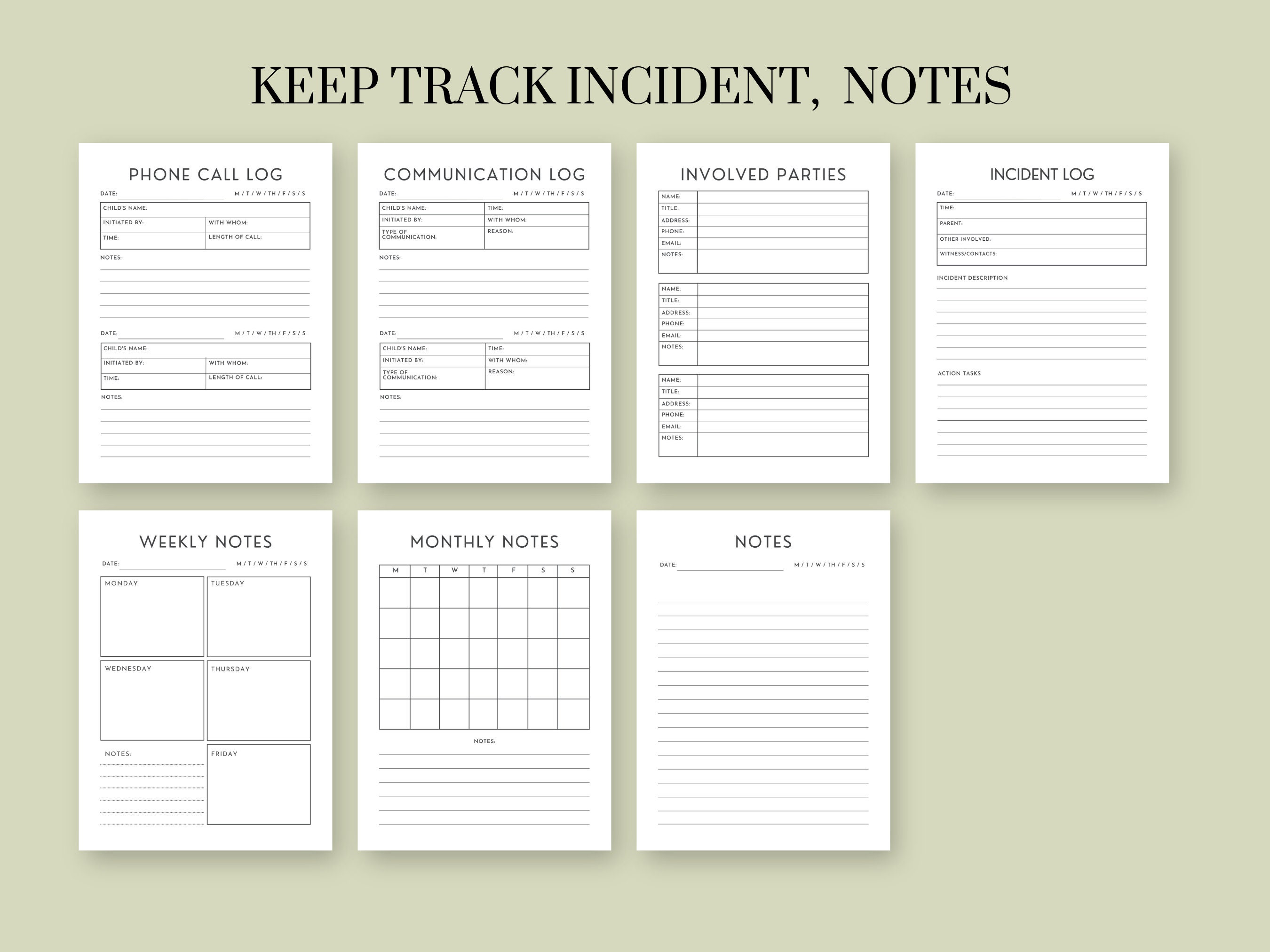 Child Custody Planner Child Support Tracker Visitation Schedule Custody ...