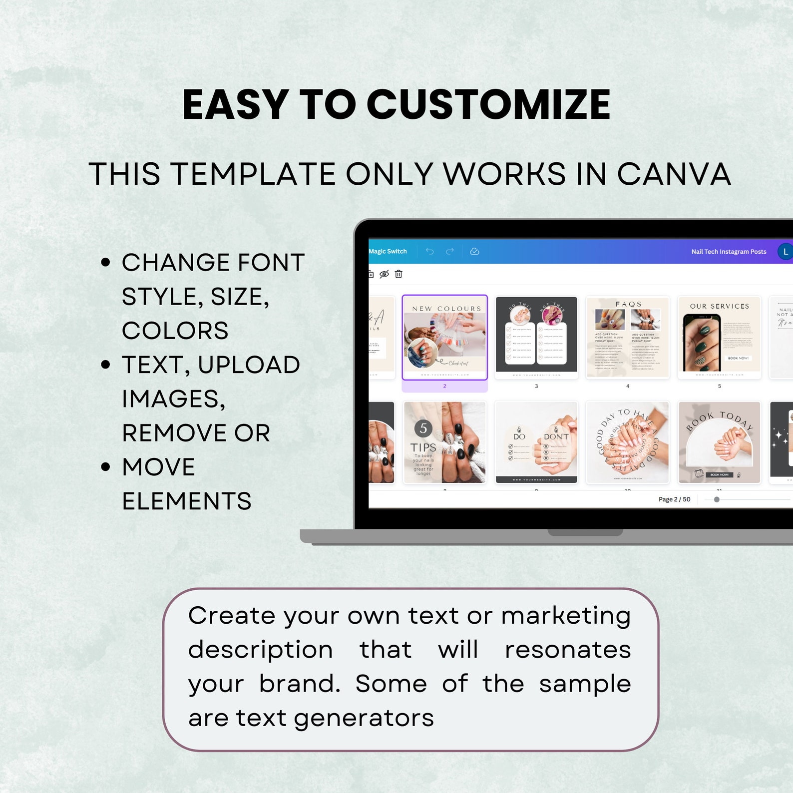 Nail Tech Instagram Post, Nail Tech Marketing Content, Nail Technician ...