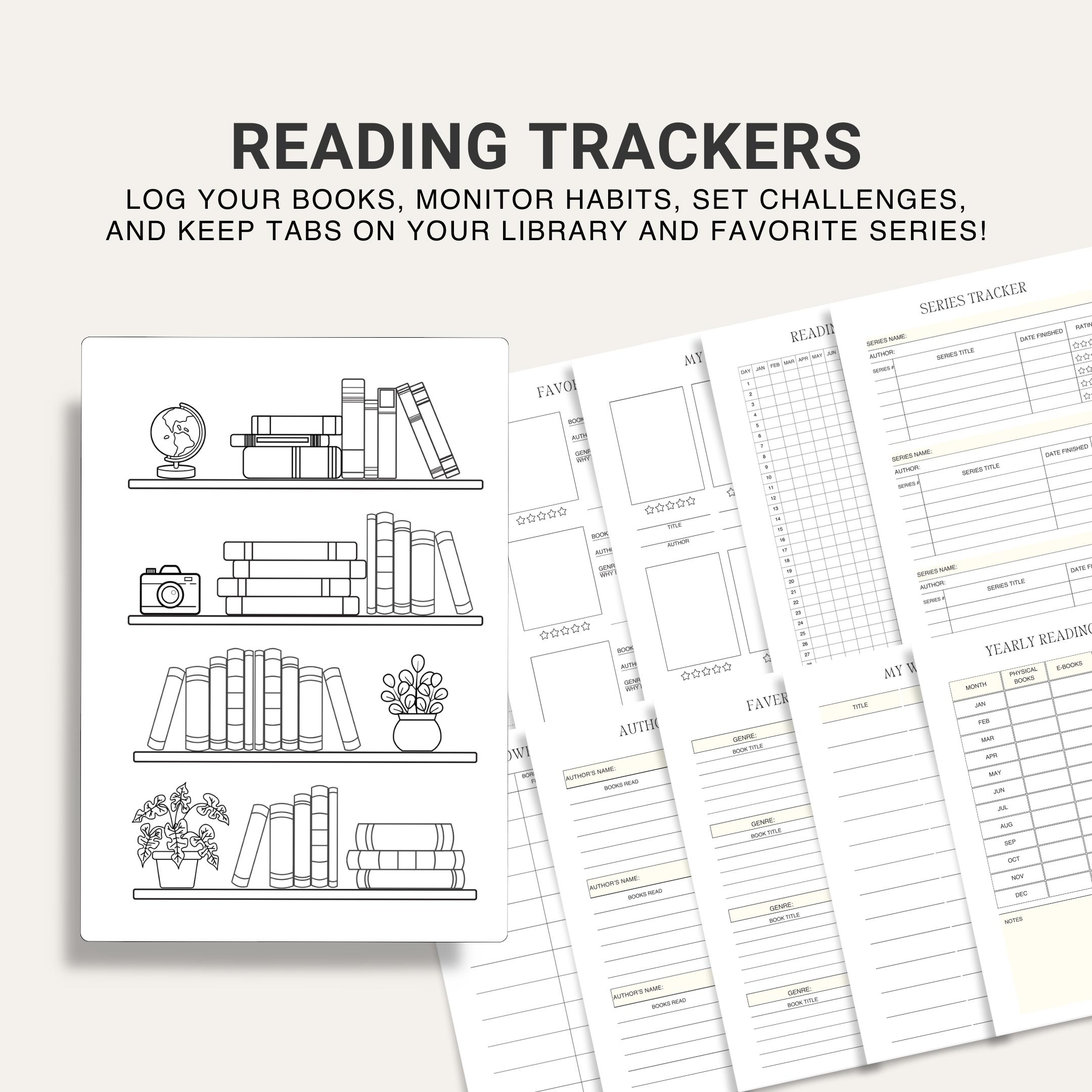 Reading Journal Printable Book Tracker Journal, Reading Log Bookshelf ...