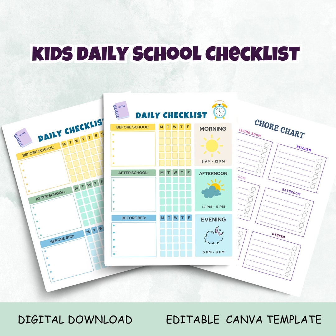 Kids Morning Routine Checklist, Morning Board Days of the Week ...
