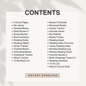 Reading Journal Printable Book Tracker Journal, Reading Log Bookshelf ...