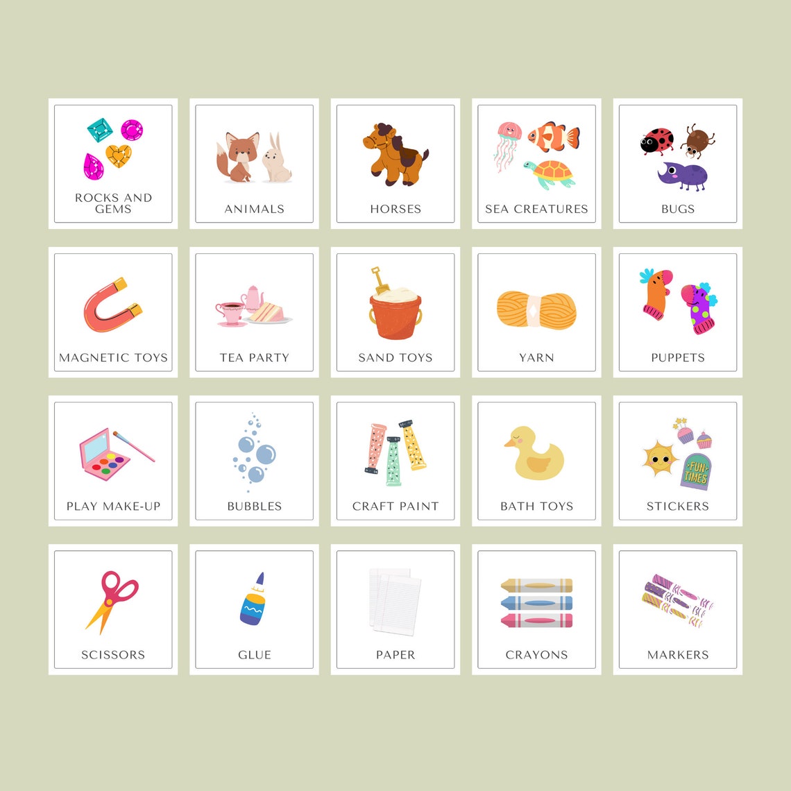 Toy Bin Labels Pictures Editable Toy Organization Playroom Storage ...