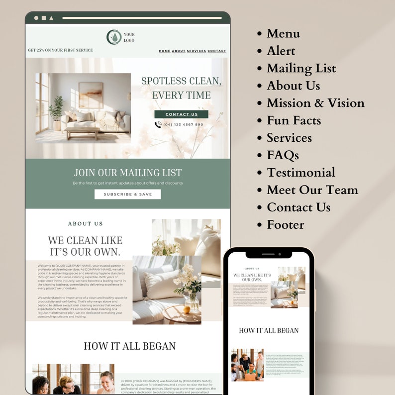 Cleaning Service Website Template Commercial Cleaning Business Editable ...