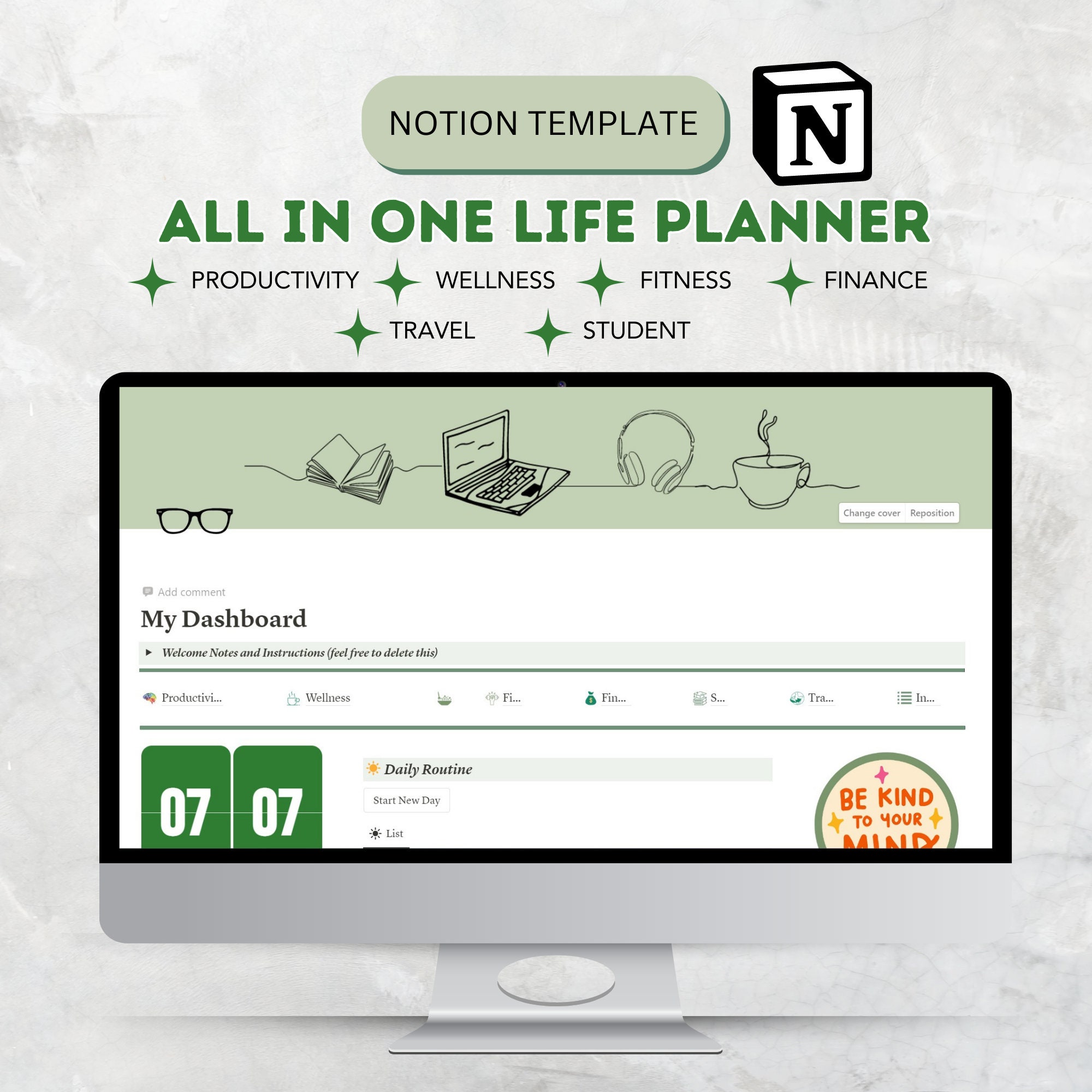 Notion Template All in One Life Planner Ultimate Dashboard - Etsy