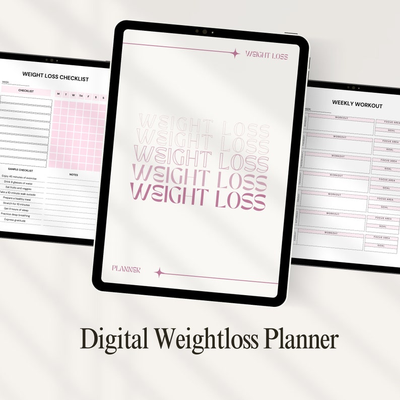 Digital Weight Loss Planner Self Care Journal Weightloss Challenge ...