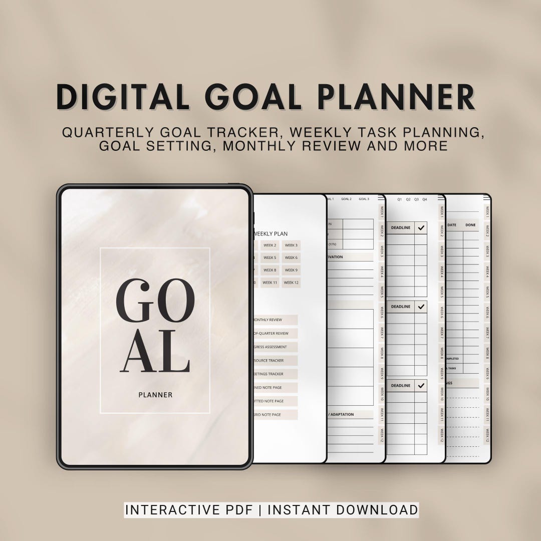 Quarterly Goal Setting Digital Planner: 12 Week Template (PDF) - Etsy
