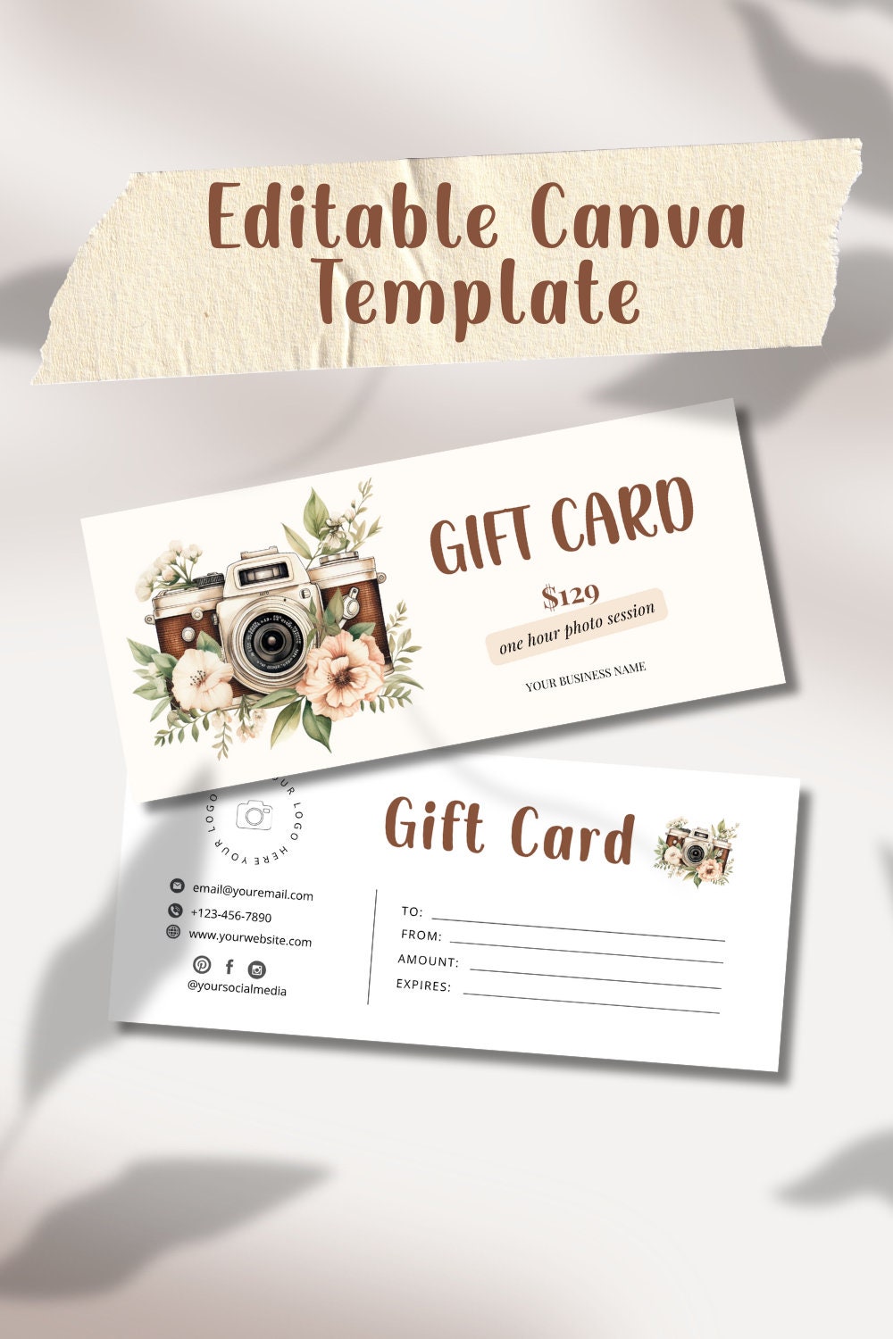 Photographer Gift Certificate Editable Photography Gift Card Canva ...