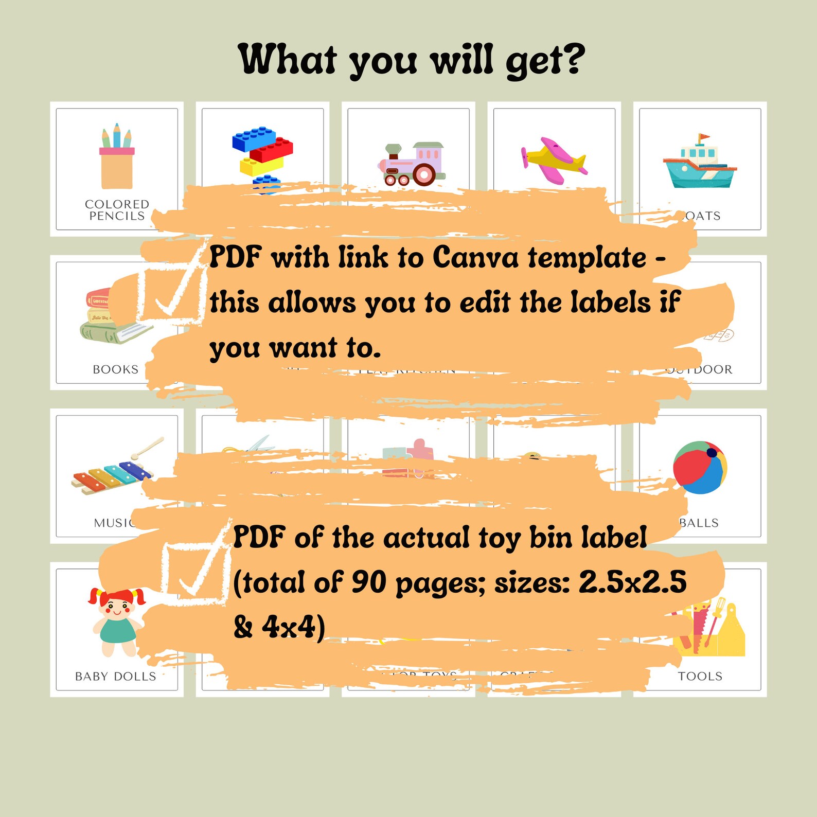 Toy Bin Labels Pictures Editable Toy Organization Playroom Storage ...