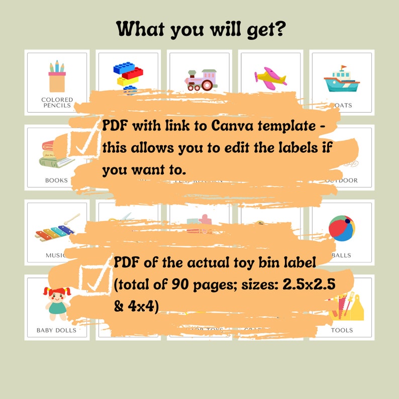 Toy Bin Labels Pictures Editable Toy Organization Playroom Storage ...