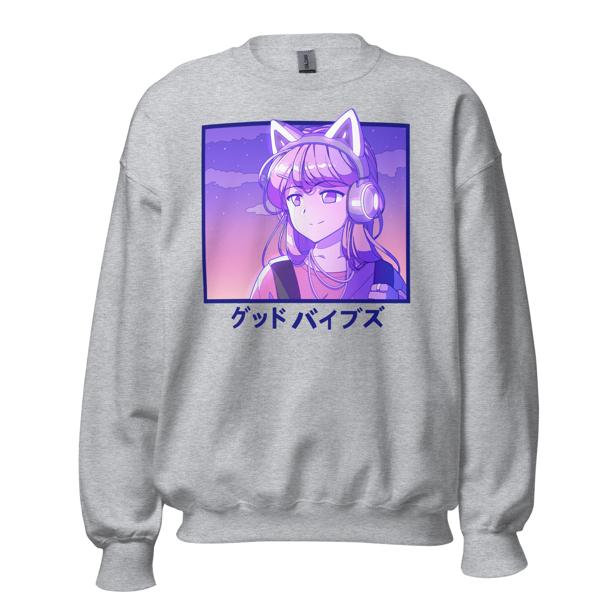 Good Vibes | Pastel Anime Girl Sweatshirt | Japan | Colorful | Calm ...