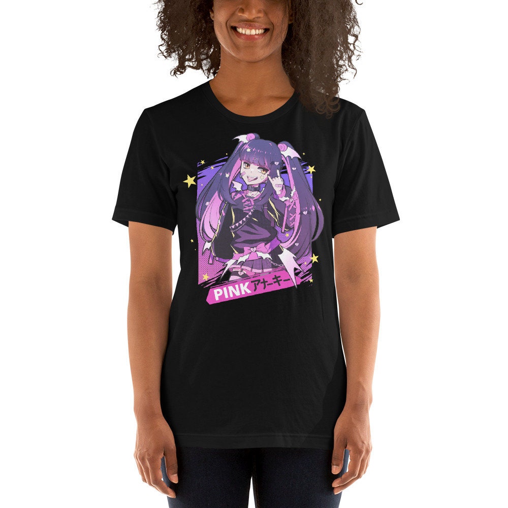 Pink Anarchy Goth Anime Girl Black Unisex Tshirt | Japan Harajuku ...