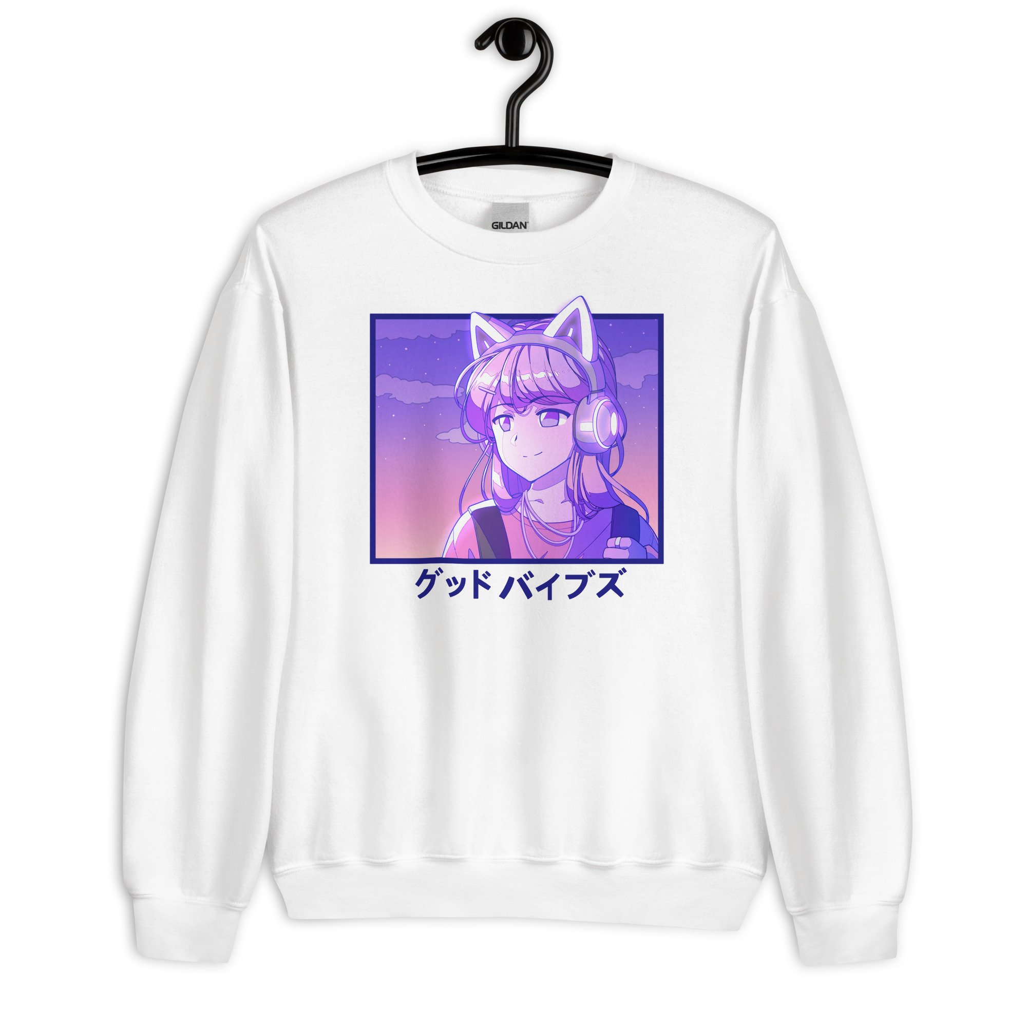 Good Vibes Pastel Anime Girl Sweatshirt Japan Colorful Calm Lofi ...