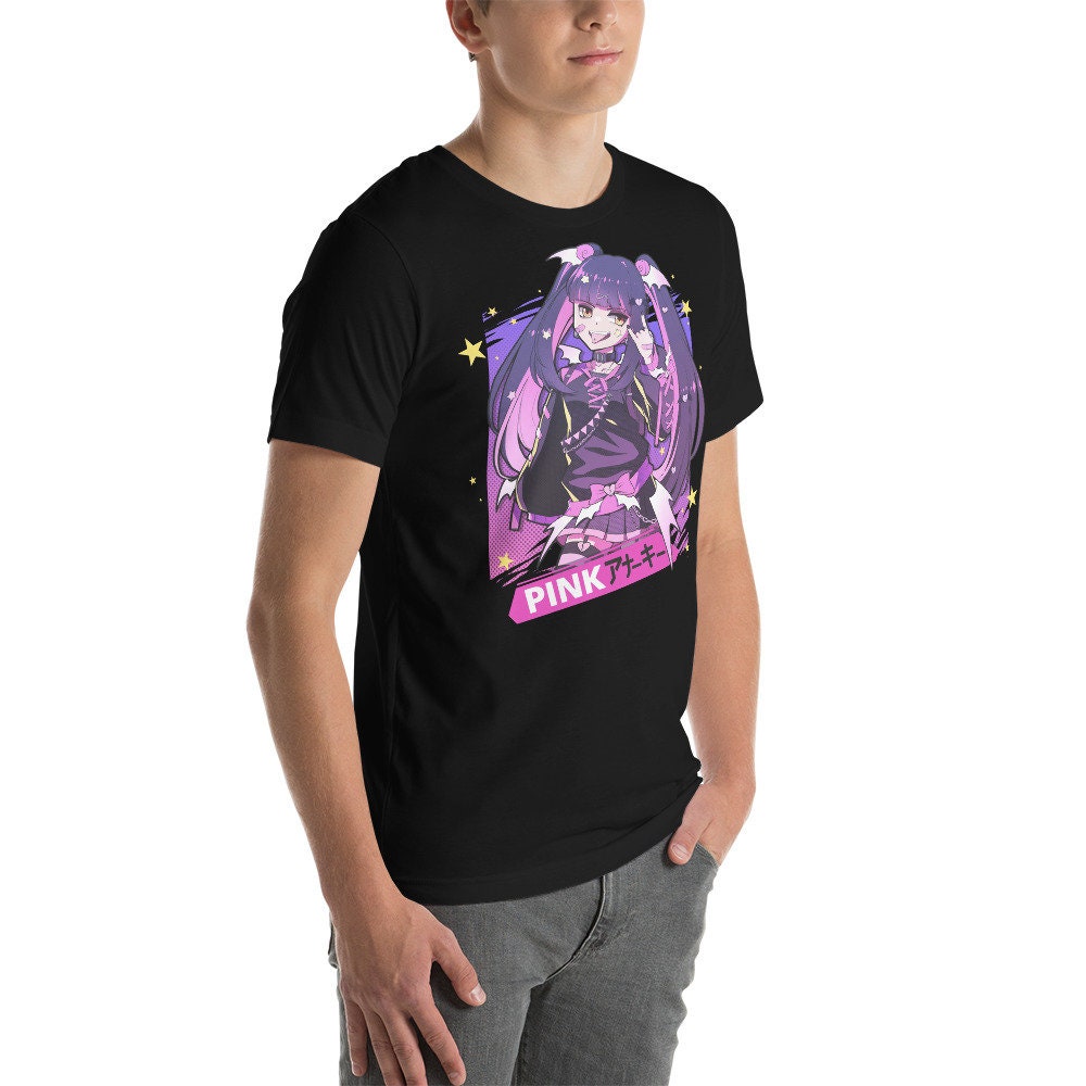 Pink Anarchy Goth Anime Girl Black Unisex Tshirt | Japan Harajuku ...