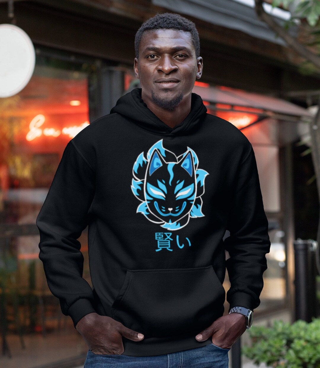 Blue White Cunning Clever Kitsune Fox Mask | Japan | Yokai | Oni ...